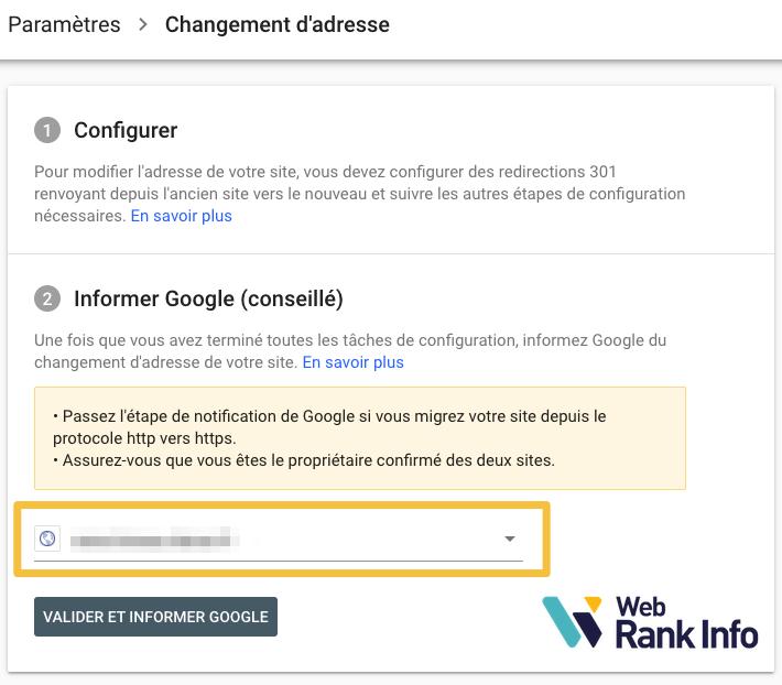 Changer l'adresse d'un site : outil SEO dans Search Console