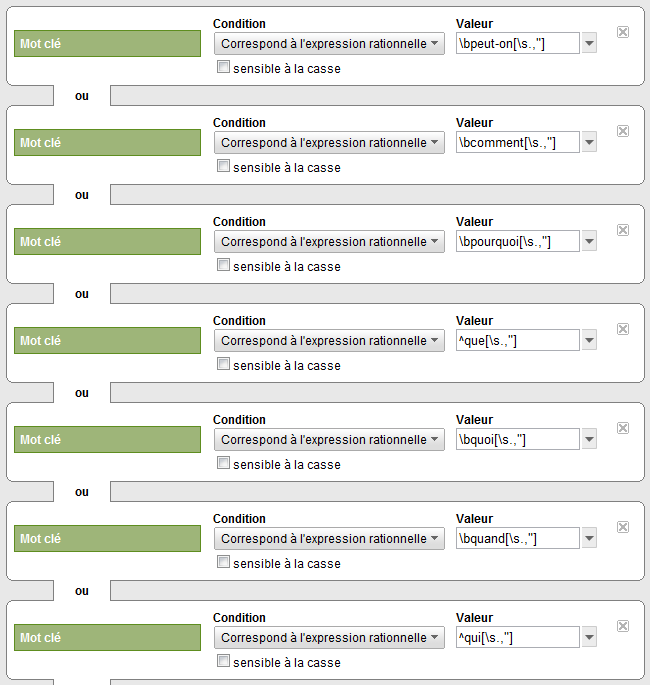 Filtre Google Analytics pour trouver les questions des visiteurs Filtre Google Analytics pour trouver les questions des visiteurs